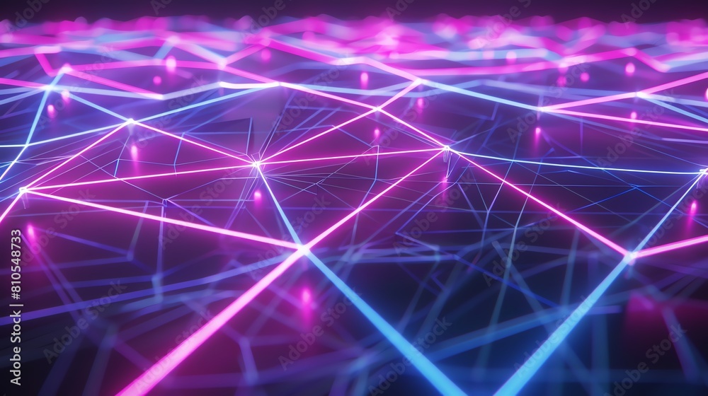 Grid of interconnected neon nodes, hitech background, 4K ...