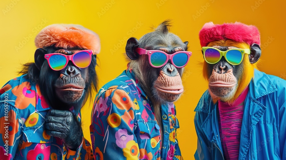 Fun and quirky animal birthday party invitation design . Funky ape ...