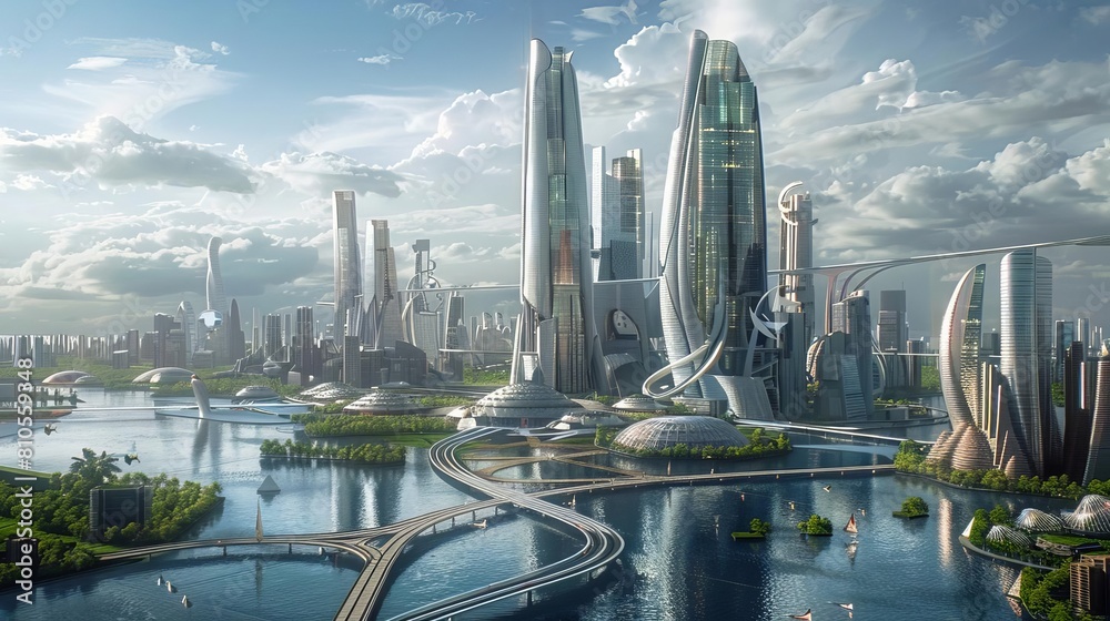 Display an artists visualization of the future of global urban ...