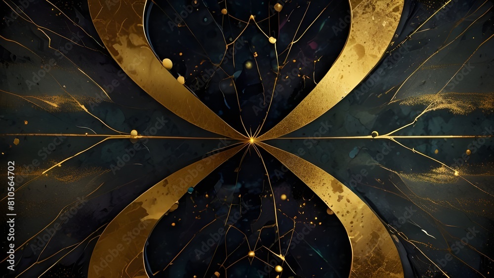 abstract cosmic background with gold metallic foil and marbled textures ...