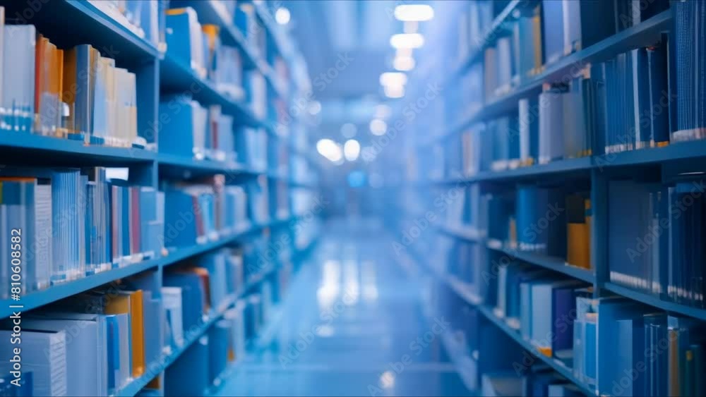 A collection of hardcover books in a library for literature education ...