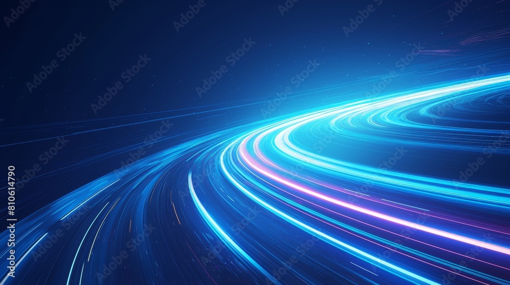 Futuristic 3D Motion Traces with High-Speed Light Beams on Blue, Purple ...