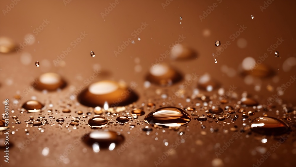 Realistic water droplets on brown background design wallpaper Stock ...