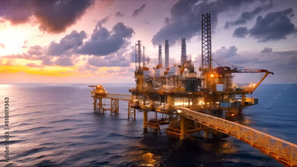 Extracting Gas and Crude Oil from an Offshore Oil Rig. Concept Oil ...