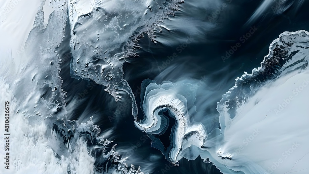 Satellite image of melting glaciers in the North due to global warming ... Satellite image of melting glaciers in the North due to global warming ...