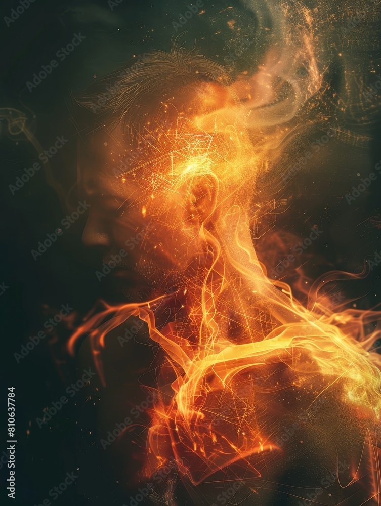 Fiery abstract image depicting a dramatic and powerful energy surge ...