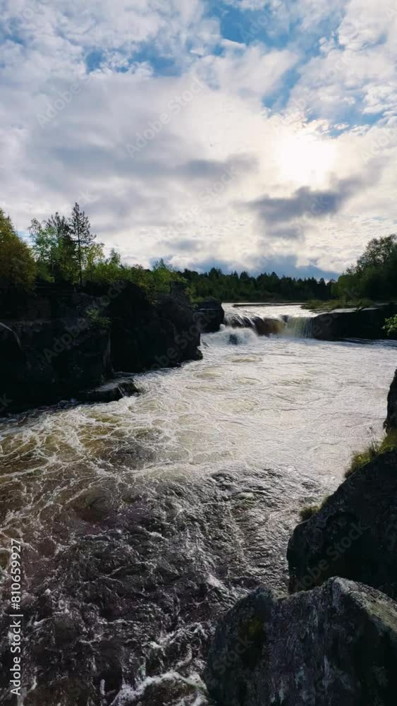 Voytsky padun waterfall in autumn. The famous powerful and wide ...