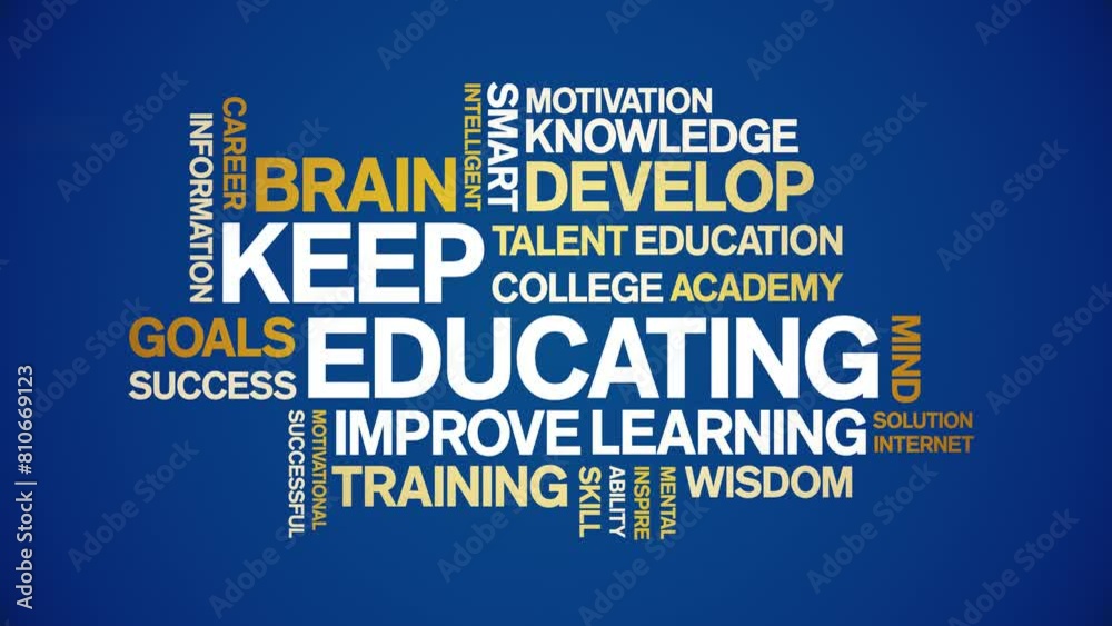 Keep Educating animated word cloud;text design animation tag kinetic ...