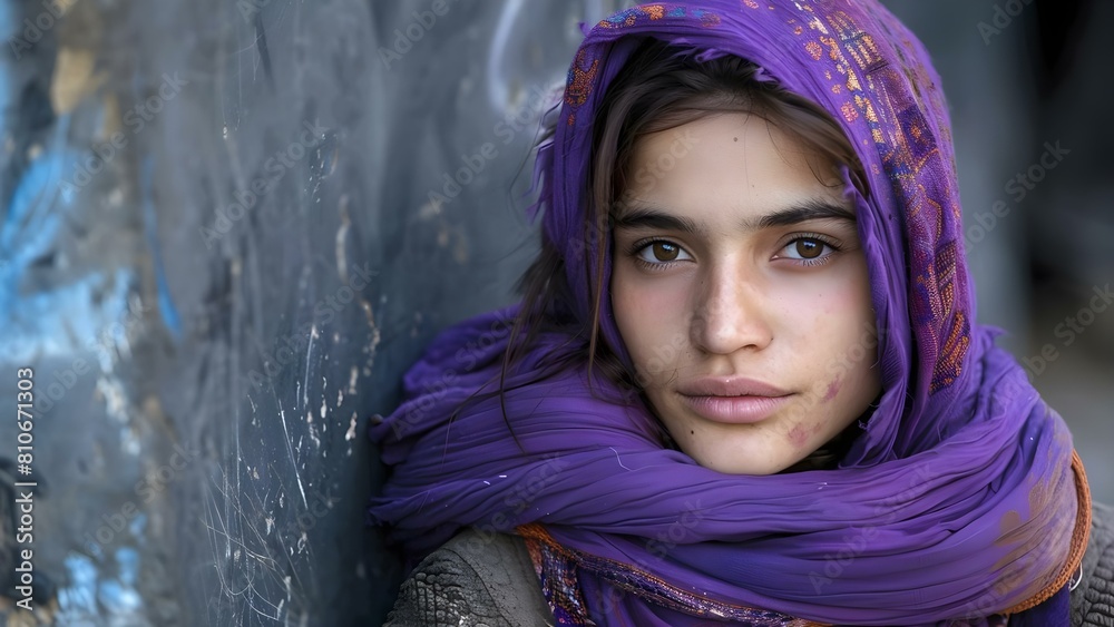 Description Young homeless woman living on the streets facing poverty ...