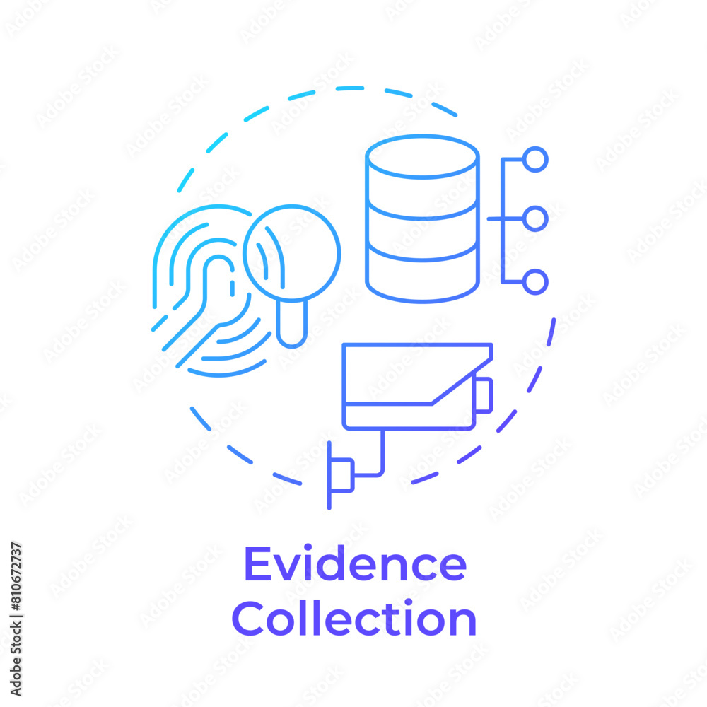 Evidence collection blue gradient concept icon. Forensic analysis ...