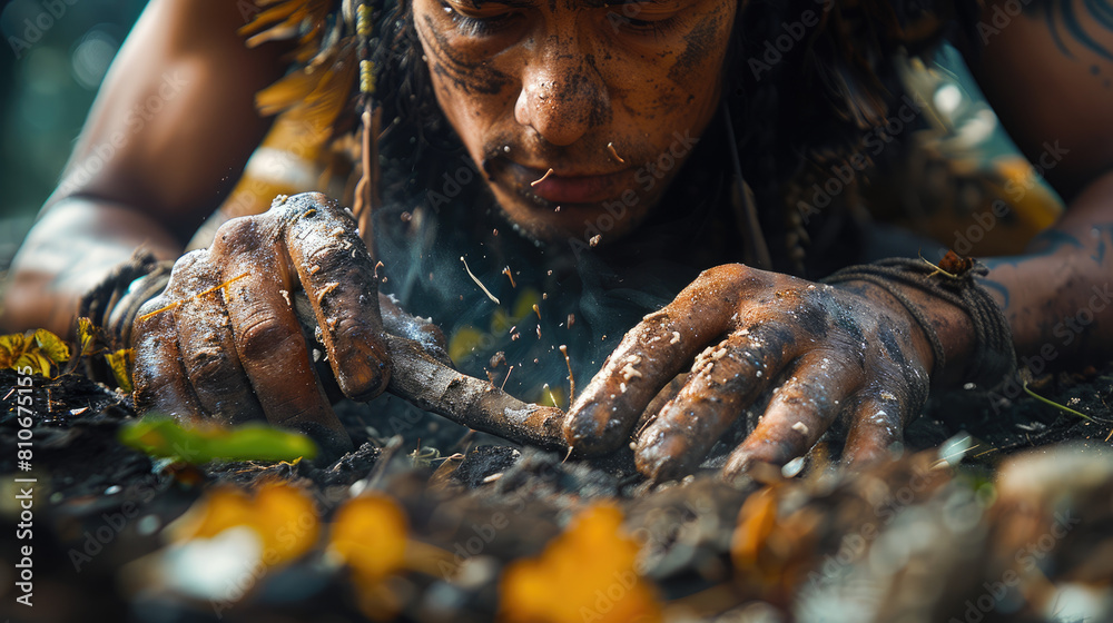 Primitive Foraging: Paleolithic Hunters Digging for Edible Roots ...