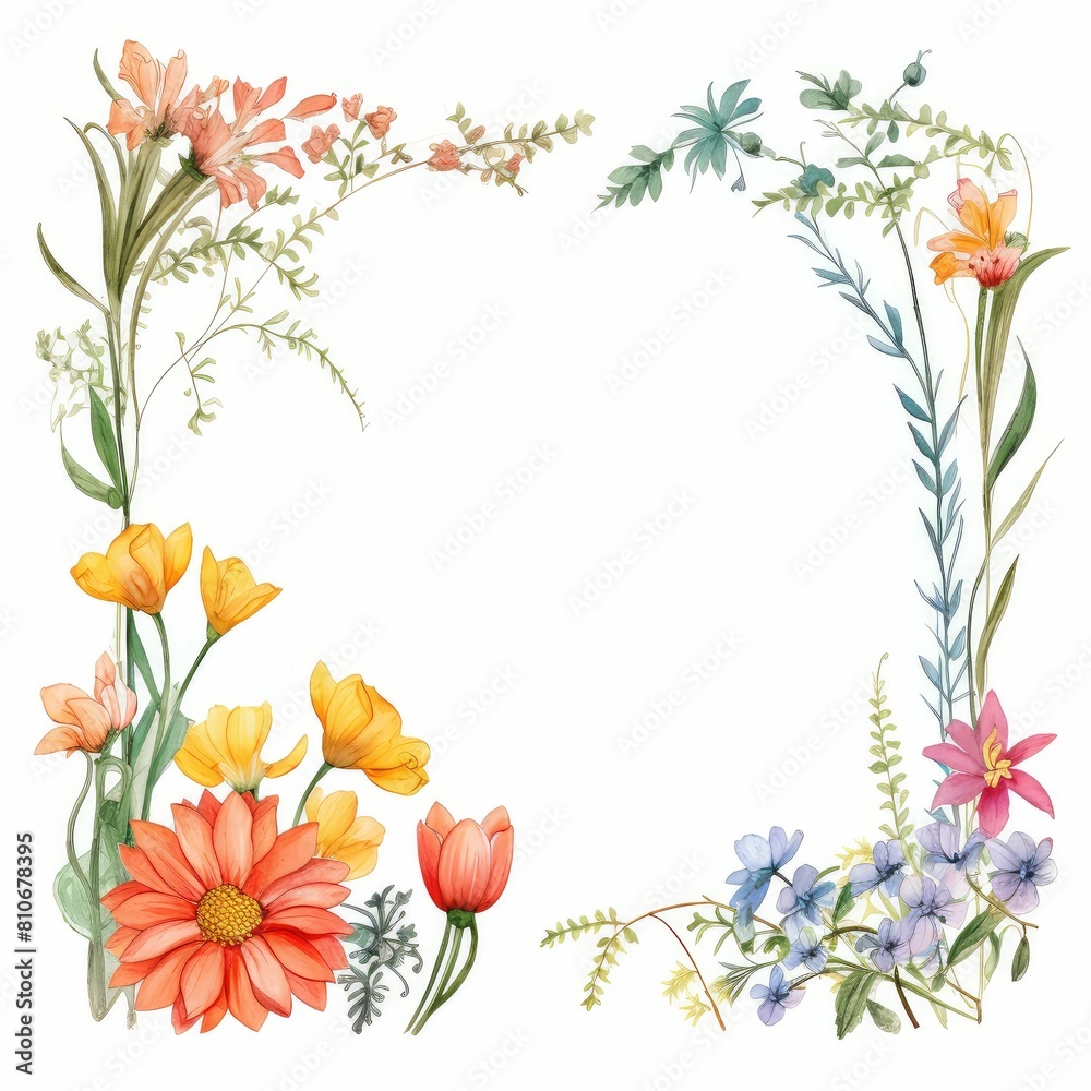 wildflower themed frame or border for photos and text. featuring a mix ...