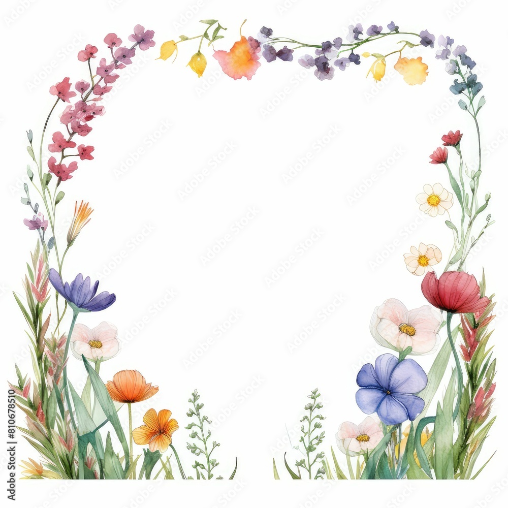 wildflower themed frame or border for photos and text. featuring a mix ...