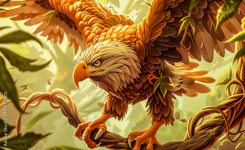 Cartoon Caricature of a Bald Eagle. Generated Image. A digital ...