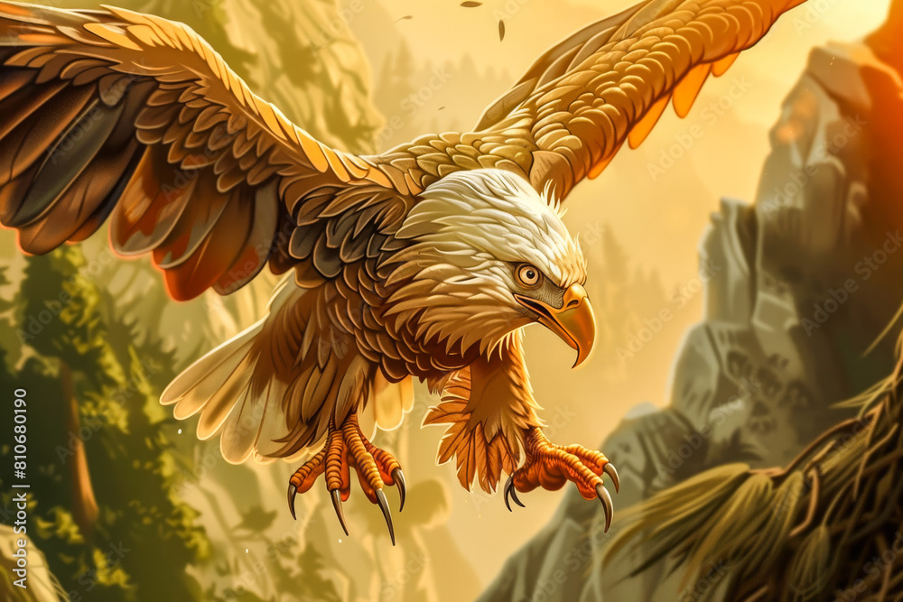 Cartoon Caricature of a Bald Eagle. Generated Image. A digital ...