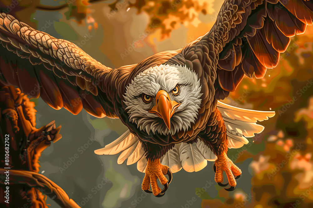 Cartoon Caricature of a Bald Eagle. Generated Image. A digital ...
