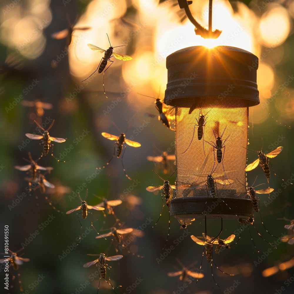 Mosquito Traps Depict a mosquito trap device, illustrating how it lures ...