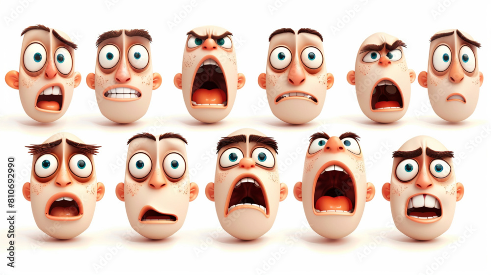 Cartoon retro face. Vintage 30s mascot expression character. Comic eyes ...