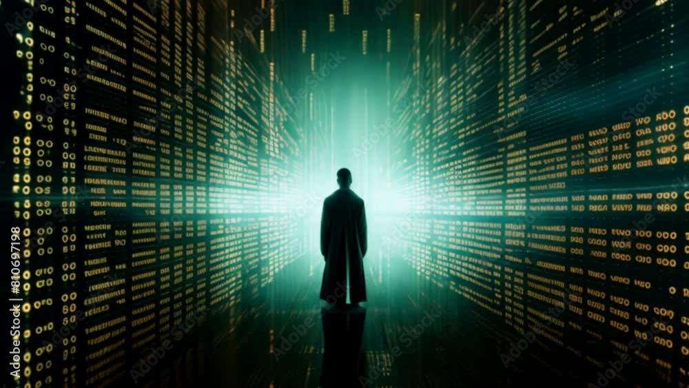 Vidéo Stock A binary code sequence morphing into a human figure ...