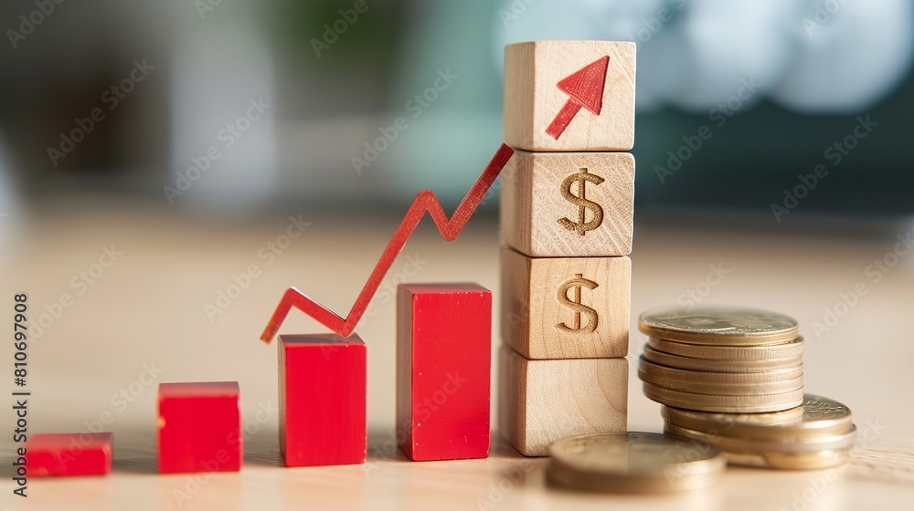 Financial downturn concept with percentage symbol on wooden blocks ...