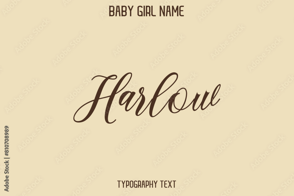 Harlow Baby Girl Name - Handwritten Cursive Lettering Modern Typography ...