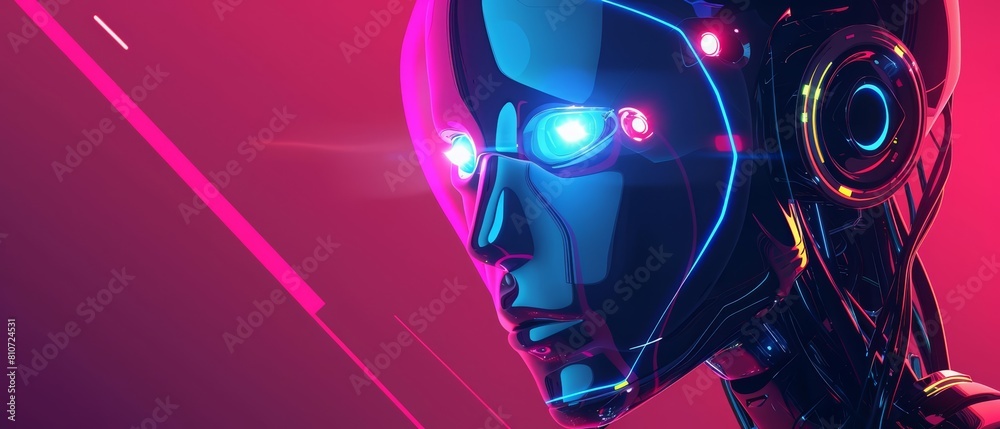 Futuristic Pop art color of a hightech robot in a cyber color ...