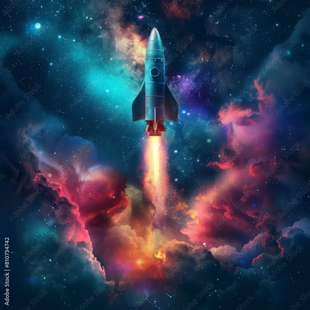 Visualize the cosmic journey with an image of a dynamic digital ...