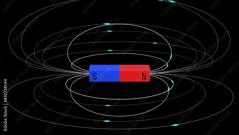 Magnetic field showing with lines on transparent background, alpha ...
