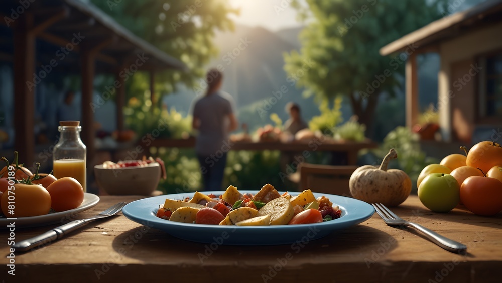 World food safety day with a vibrant outdoor feast, different dish ...