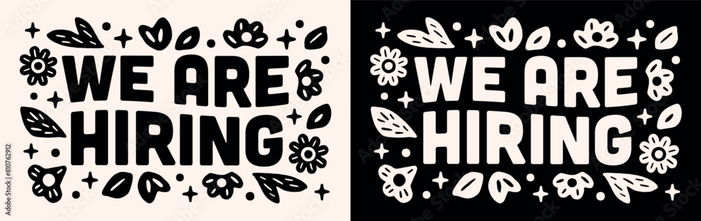 We are hiring work job recruiting announcement lettering poster banner ...