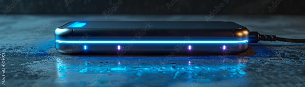 The batterys surface emitting a soft, futuristic glow, indicating its ...