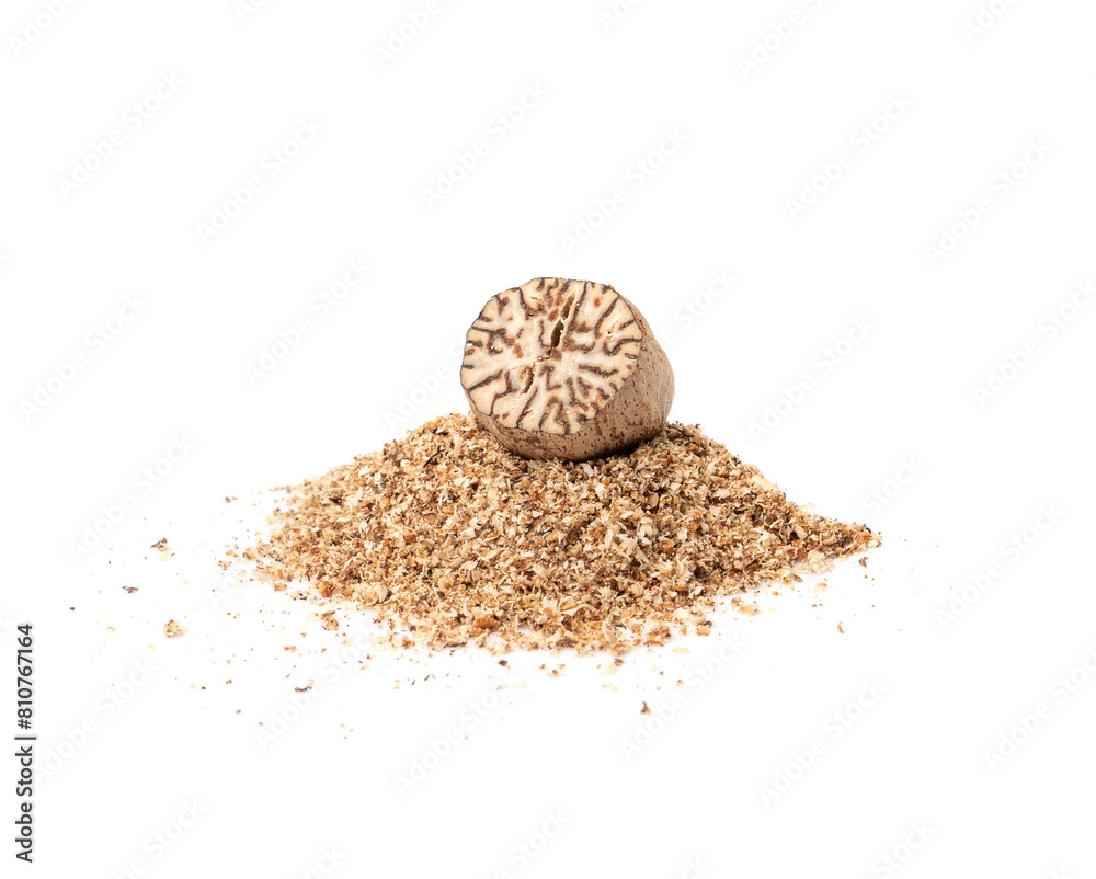 Nutmeg Isolated, Myristica Fragrans Fruit, Dry Spicy Nutmeg Powder ...