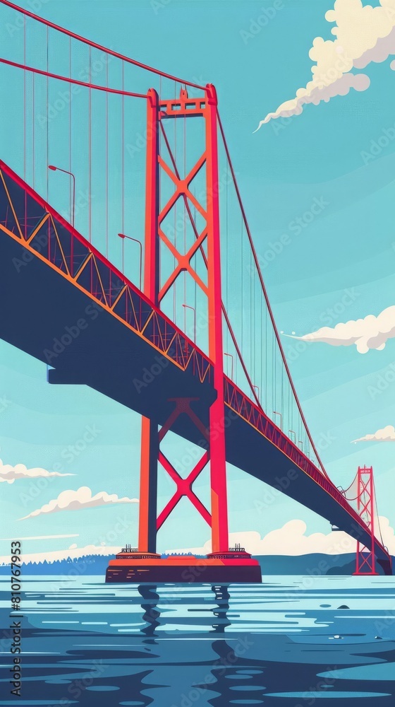 Perspective bridge architecture flat design side view structural ...