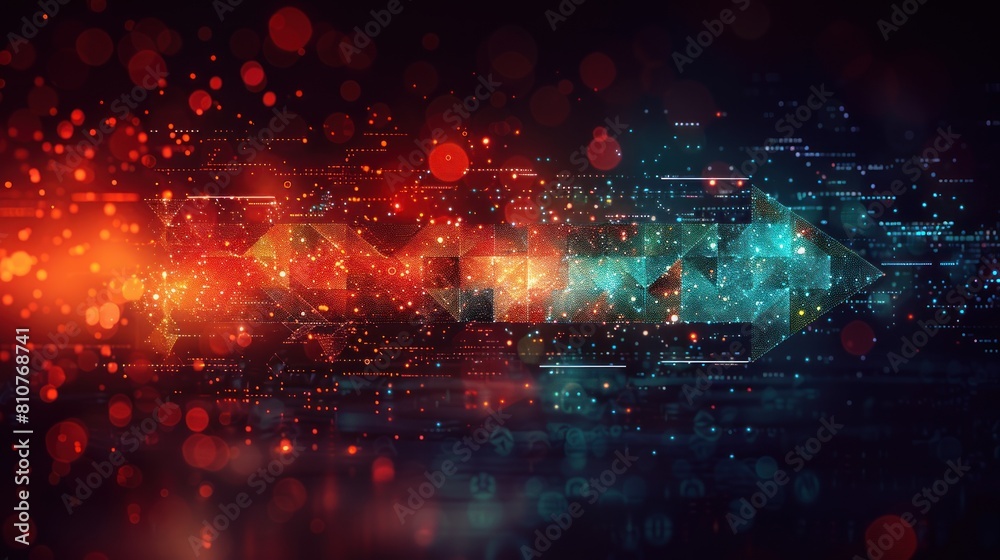 Abstract digital two left-right arrows with green and red color Stock ...