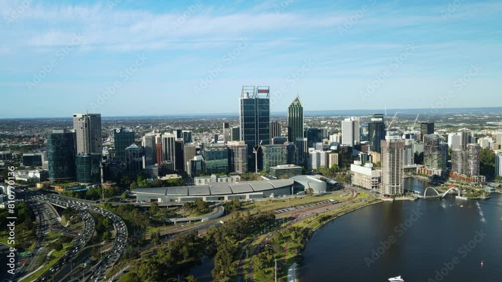 Panoramic Aerial View Of Elizabeth Quay With High Rise Buildings In The ...