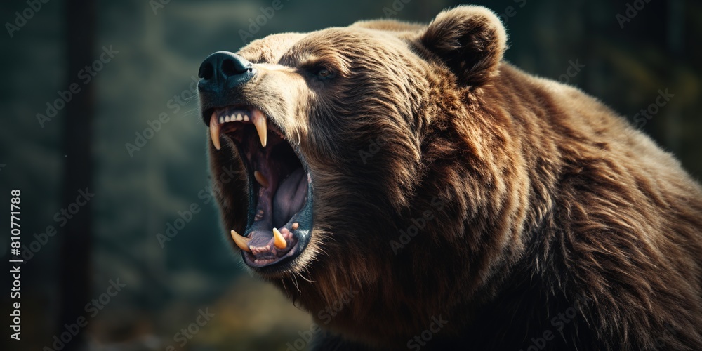 Angry grizzly bear roaring and Showing Teeth. Stock Photo | Adobe Stock