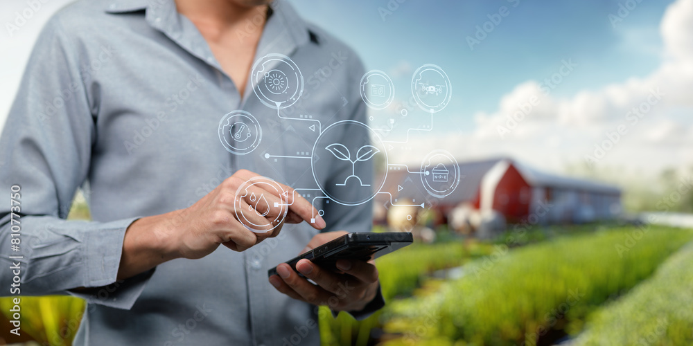 Smart Farm UI hologram system control, maintenance, displaying growth ...