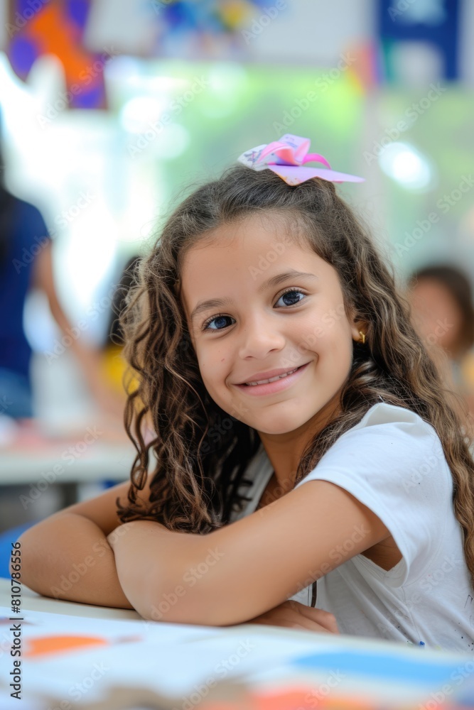 American Preschool Girl Enjoys in Classroom Settings, Back To School ...