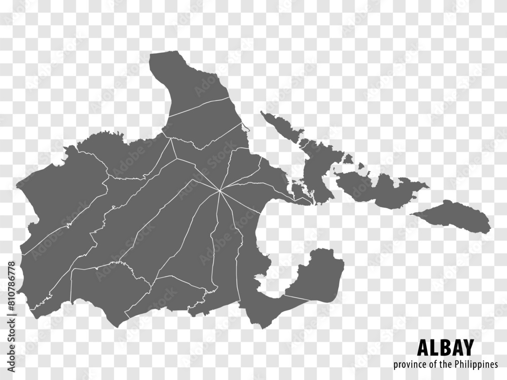 Blank map Albay of Philippines. High quality map Province of Albay with ...