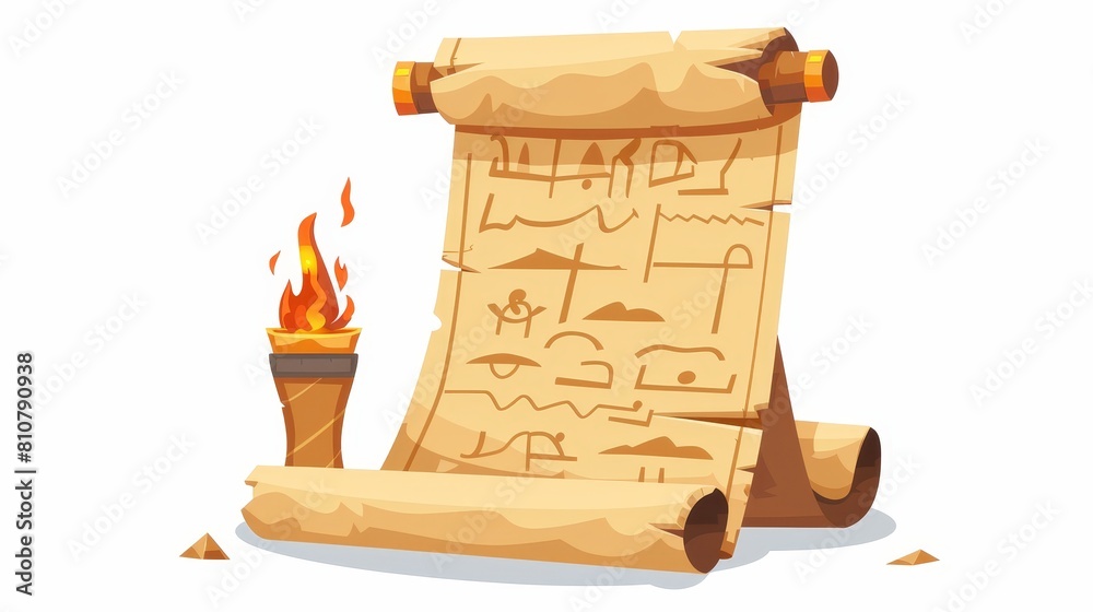 Illustration of Ancient Egypt Papyrus with sacrificial fire icon ...