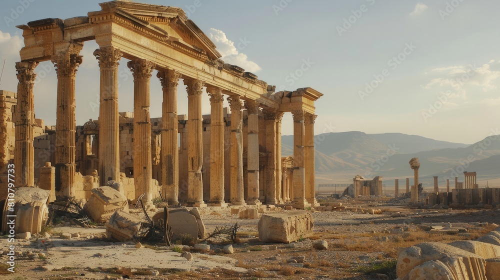 Cultural Loss: Show the ruins of iconic landmarks and cultural heritage ...