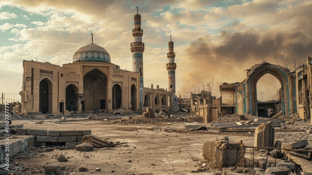 Cultural Loss: Show the ruins of iconic landmarks and cultural heritage ...