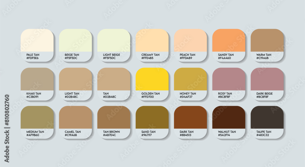 TAN Color Guide Palette with Color Names. Catalog Samples Browns with ...