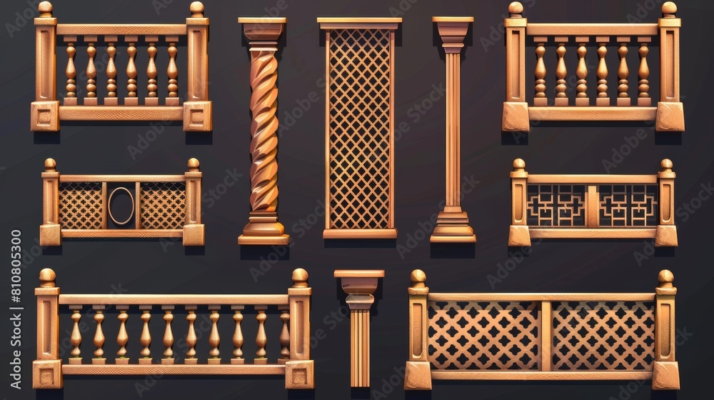 Fences, handrails, balustrades with detailed rhombus patterns, balcony ...