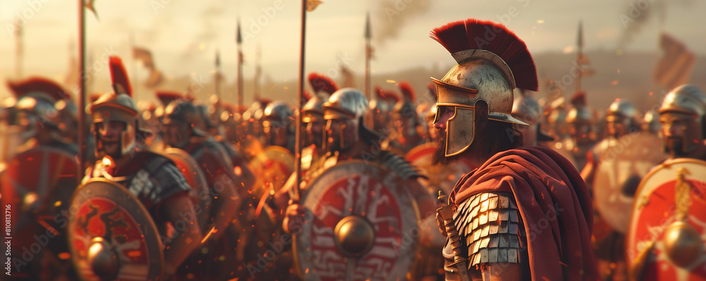 Ancient roman warriors on the battlefield, Roman Empire army at war ...