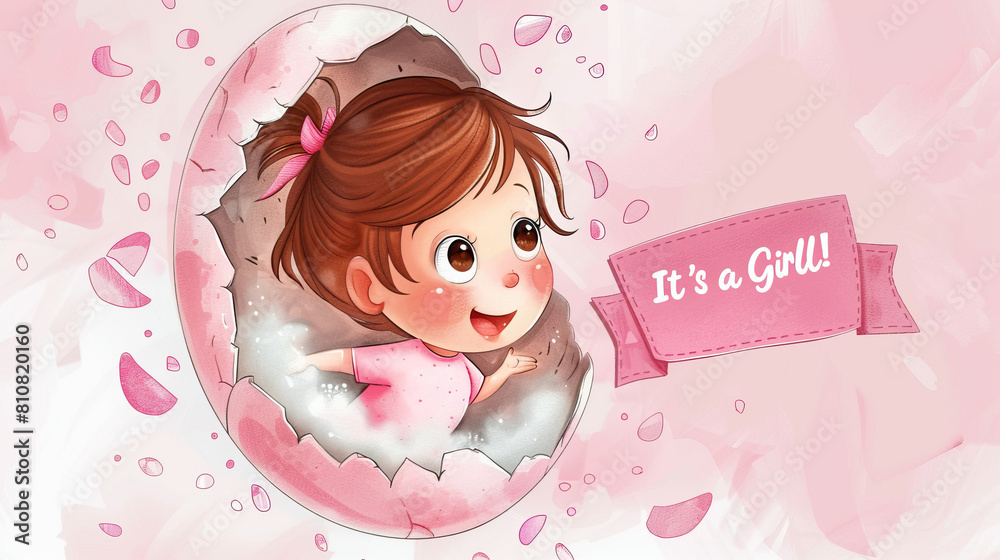 gender reveal cartoon girl art He or she. Boy or Girl. gender party ...