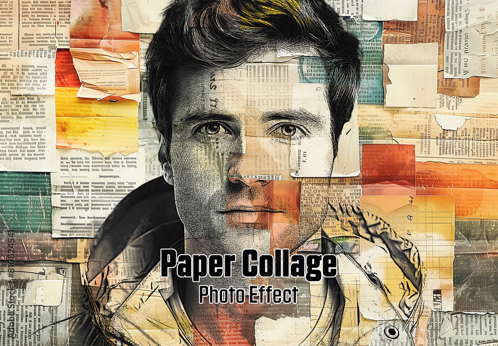 Paper Collage Effect with Ai Generated Backgrounds Stock Template ... Paper Collage Effect with Ai Generated Backgrounds Stock Template ...