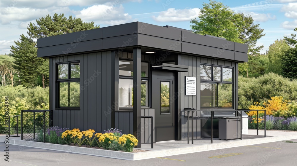 security duty room stationed at the entrance of a community, boasting ...