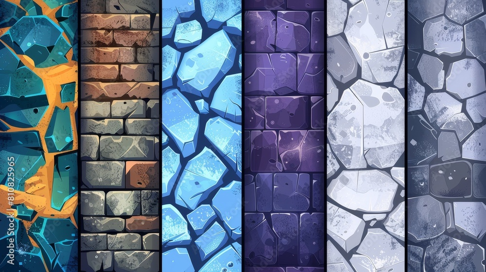 Game background textures of stone ground and grey rocks. Cartoon ...