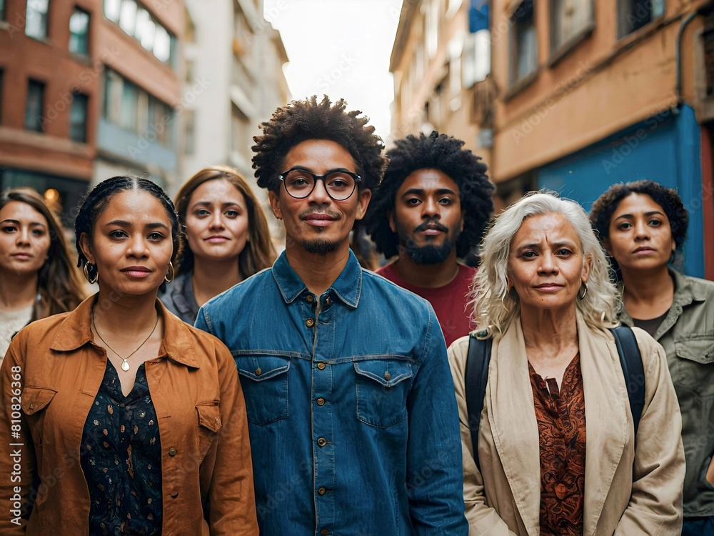 A diverse group of people from different cultures and backgrounds ...